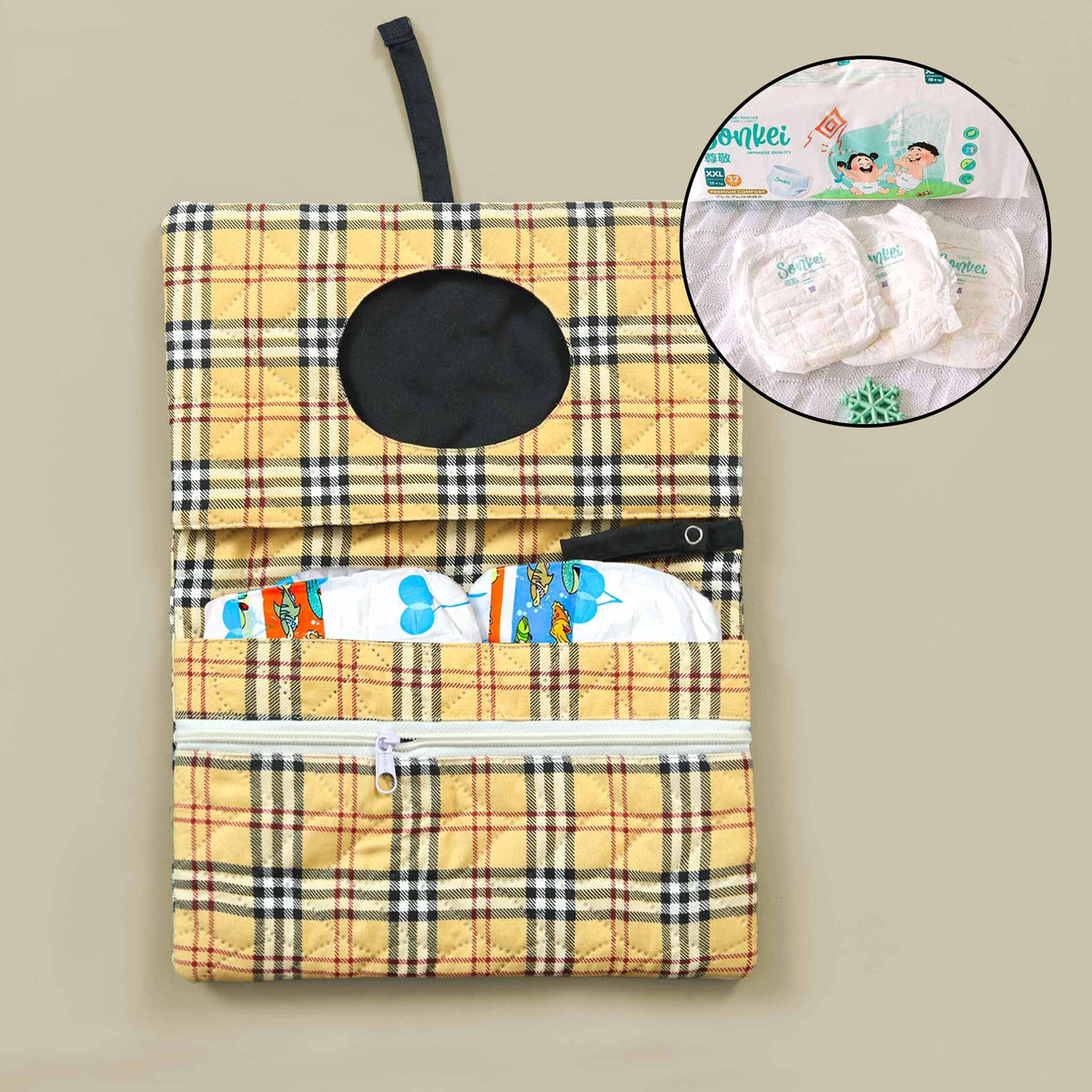 Beige Checkered Diaper Changing Pouch – The Baby Store